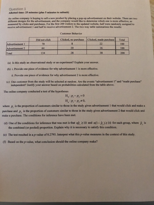 Solved Question 1 Allotted time: 25 minutes (plus 5 minutes | Chegg.com