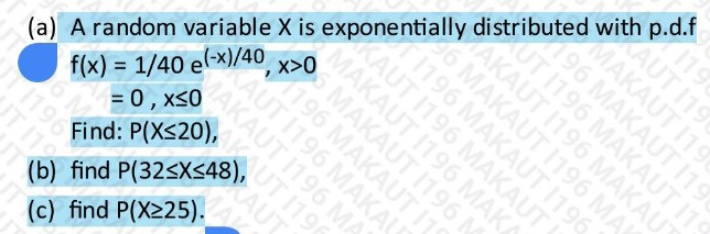 Solved (a) ﻿A random variable x ﻿is exponentially | Chegg.com