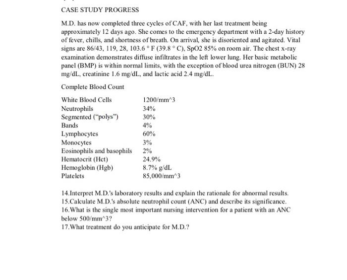 CASE STUDY PROGRESS M.D. has now completed three | Chegg.com