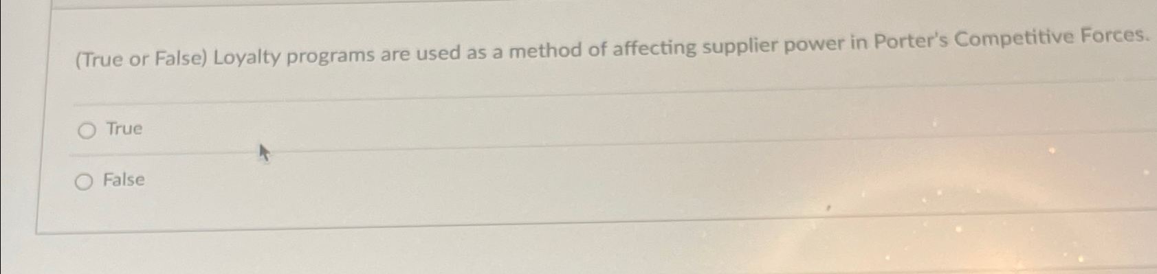 Solved (True or False) ﻿Loyalty programs are used as a | Chegg.com