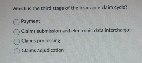 Solved Which is the third stage of the insurance claim | Chegg.com