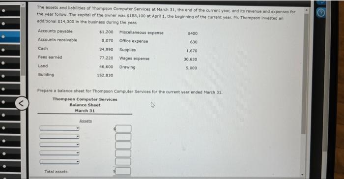 Solved The assets and liabilities of Thompson Computer | Chegg.com