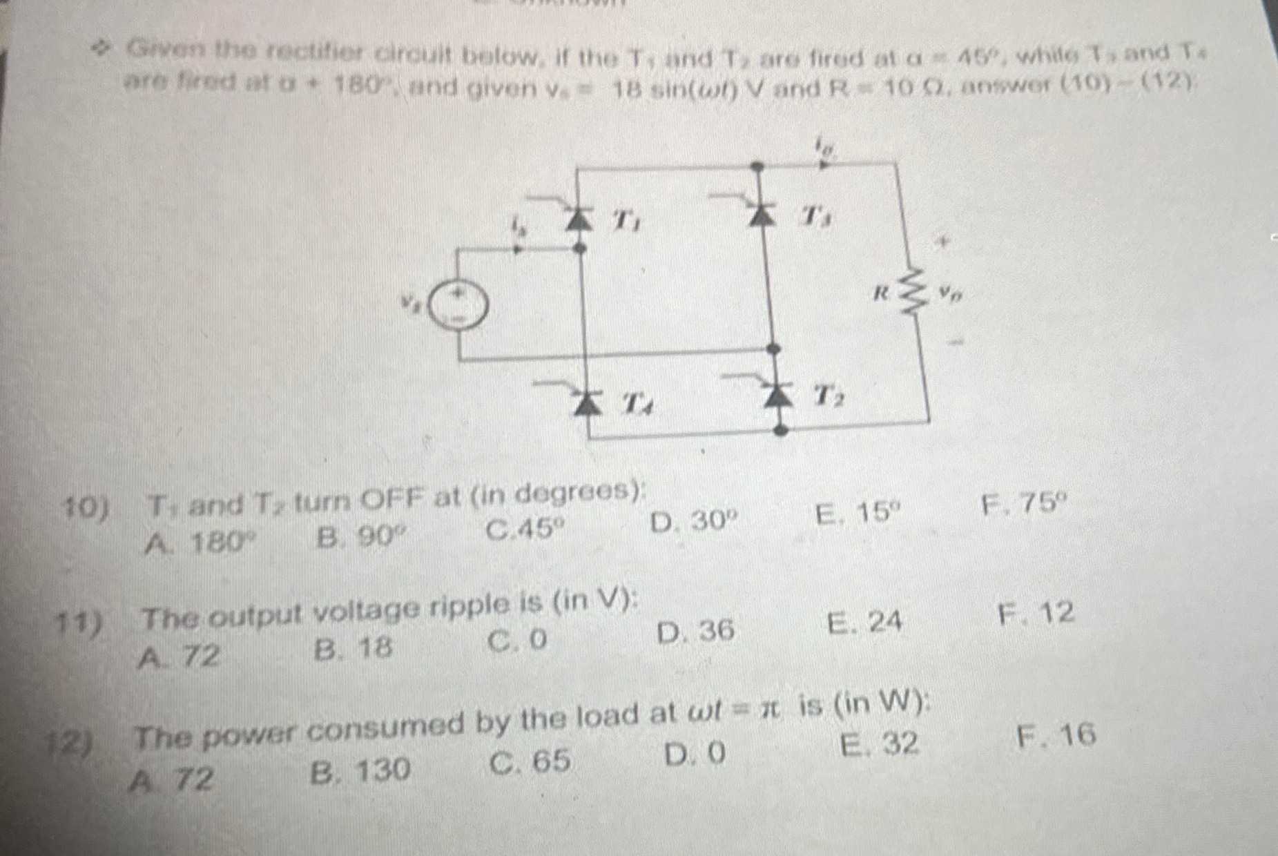 Given the rectifier circuit below. If the T1 and T2, | Chegg.com
