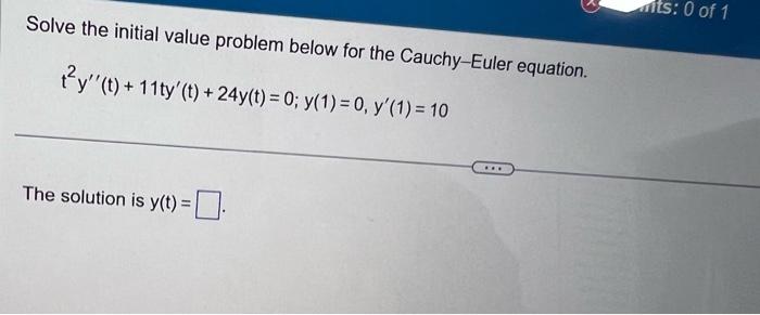 Solved Solve the initial value problem below for the | Chegg.com