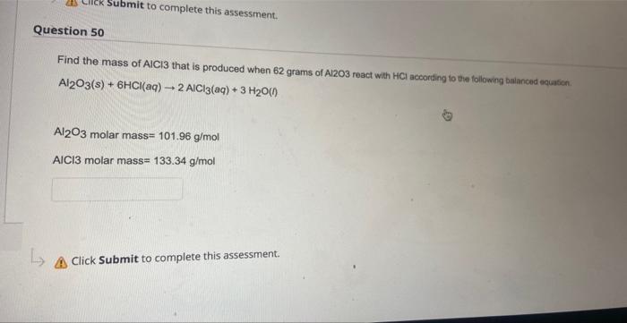 Solved Find the mass of AlCl3 that is produced when 62 grams | Chegg.com