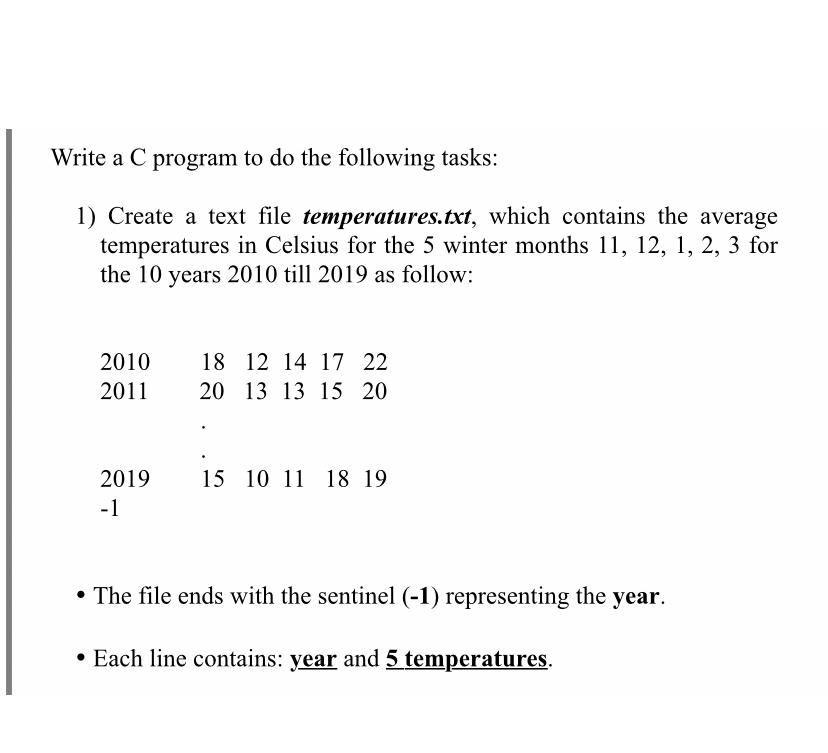 Solved Write A C ﻿program To Do The Following Taskscreate A