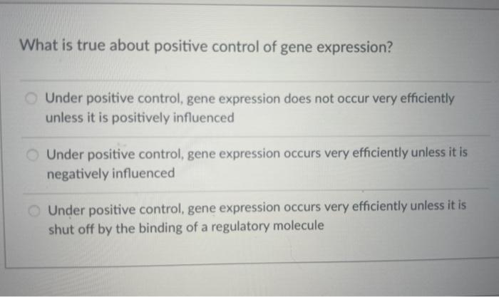 Solved What is true about positive control of gene | Chegg.com