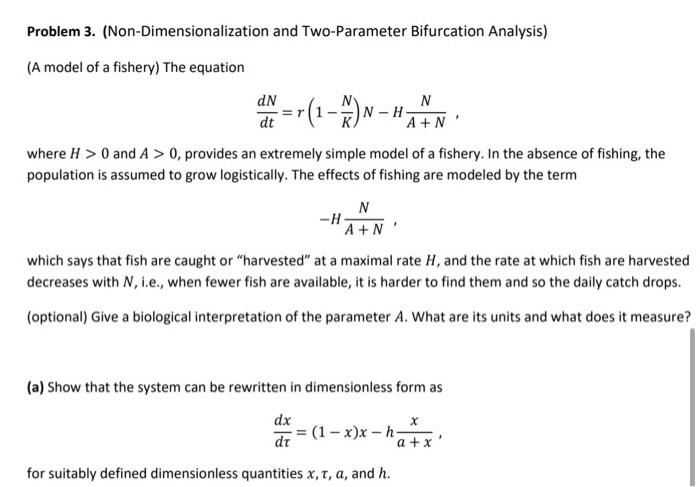 Solved Problem 3. (Non-Dimensionalization and Two-Parameter | Chegg.com