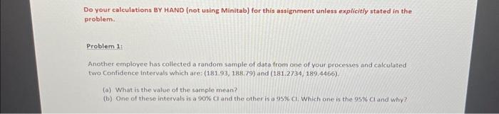 Solved Do your calculations BY HAND (not using Minitab) for | Chegg.com