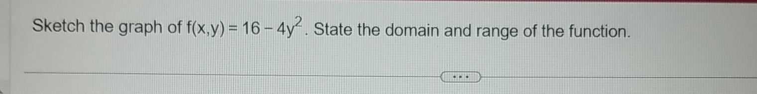 Solved Sketch the graph of f(x,y)=16-4y2. ﻿State the domain | Chegg.com