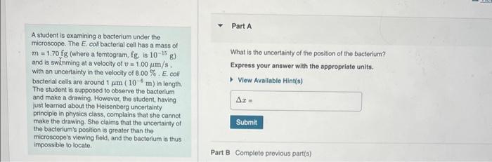 Solved A student is examining a bacterium under the | Chegg.com