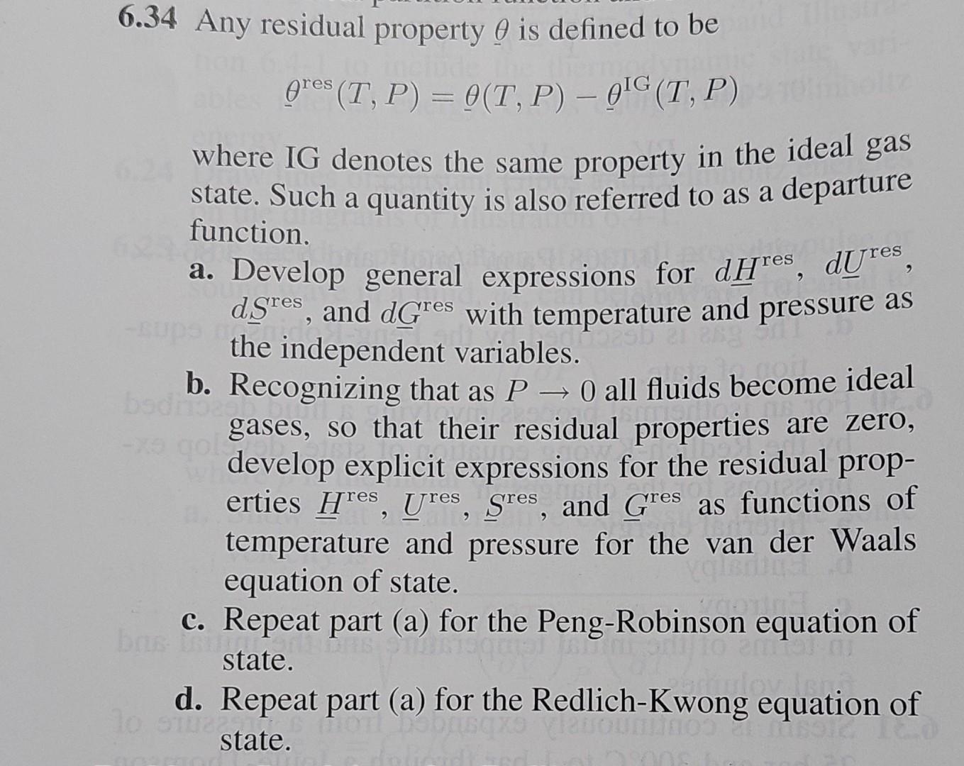 Solved 6.34 Any residual property θ is defined to be | Chegg.com