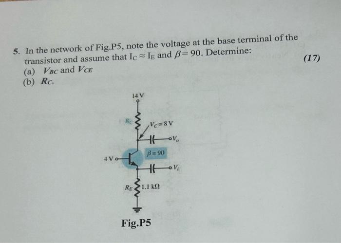 Solved 5. In the network of Fig.P5, note the voltage at the | Chegg.com