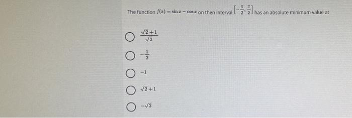 Solved The function f(z)=sinz−cosz on then interval [−2π,2π] | Chegg.com