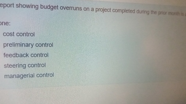 Solved eport showing budget overruns on a project completed | Chegg.com
