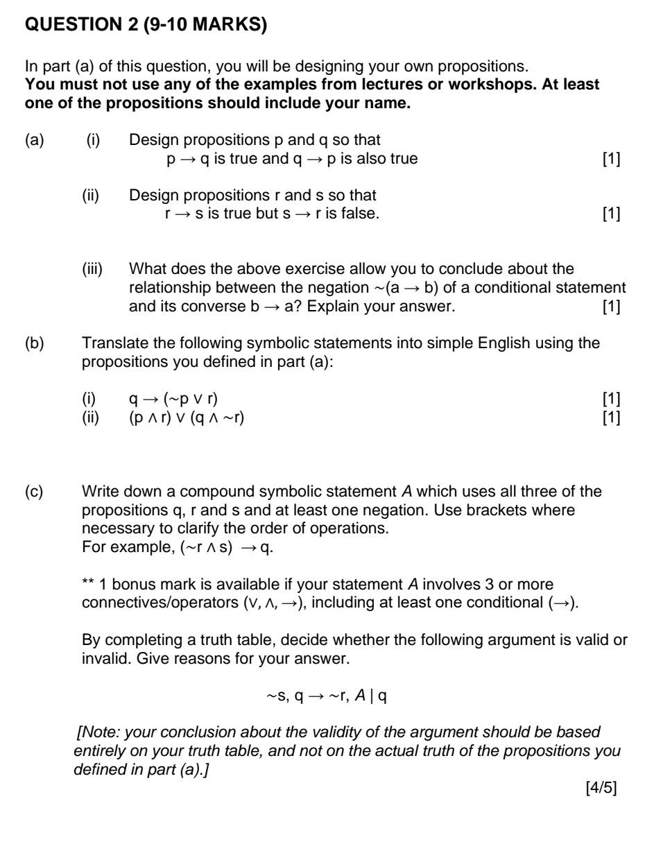 Solved QUESTION 2 (9-10 MARKS) In part (a) of this question, | Chegg.com