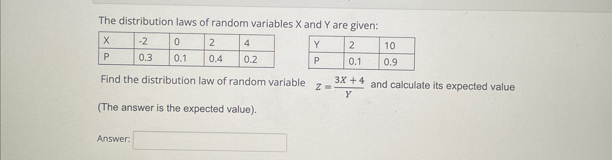 Solved The distribution laws of random variables x ﻿and Y | Chegg.com
