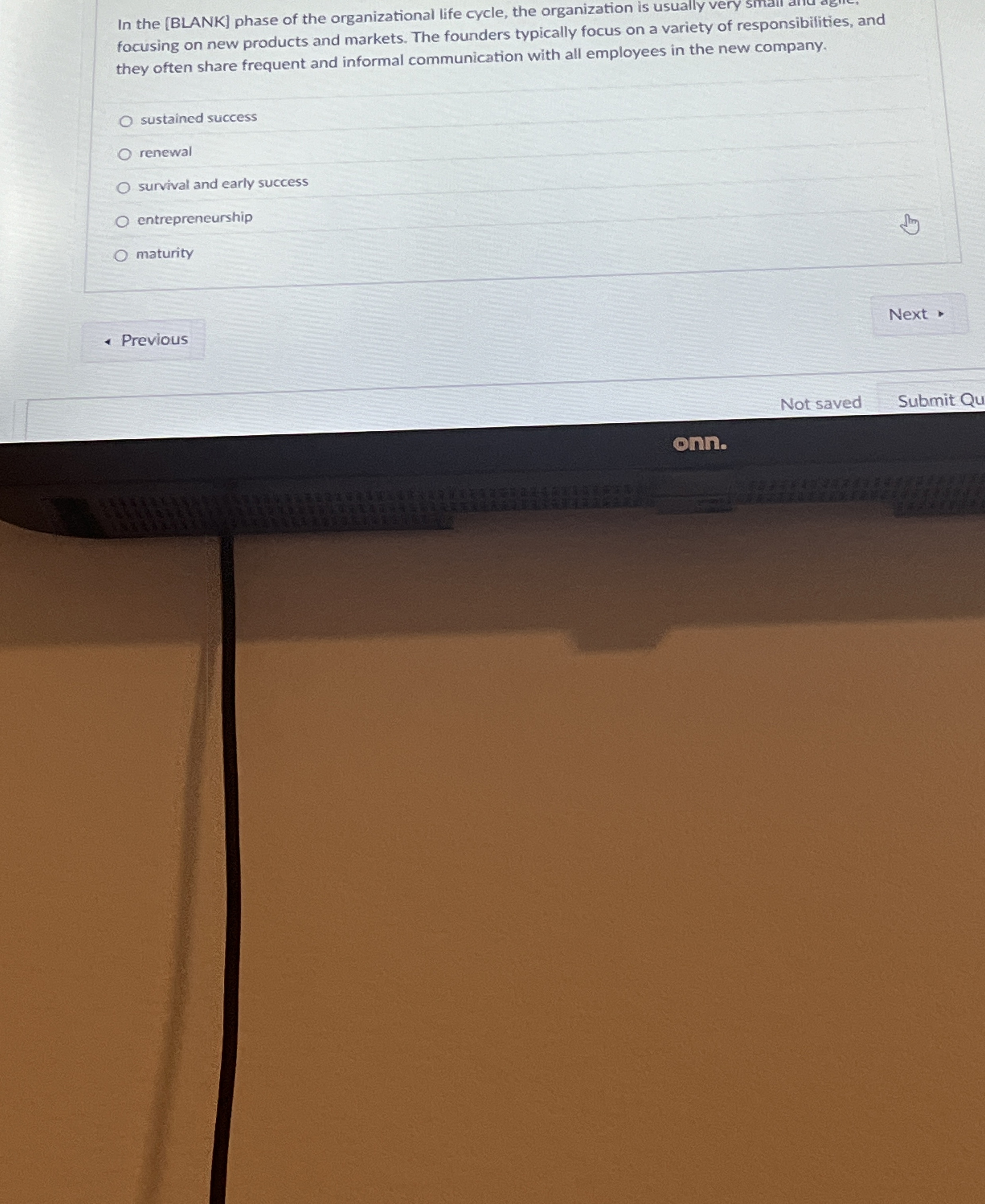Solved In the [BLANK] ﻿phase of the organizational life | Chegg.com