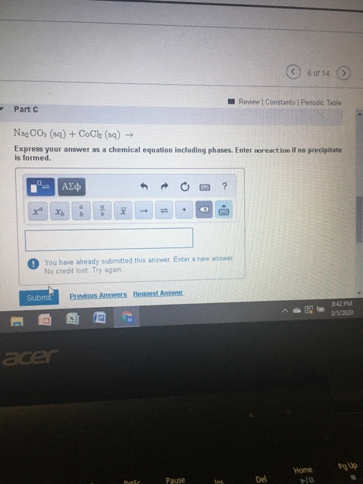 Solved ② 6 or 14 Review Constants 1 Periodic Table - Part C | Chegg.com