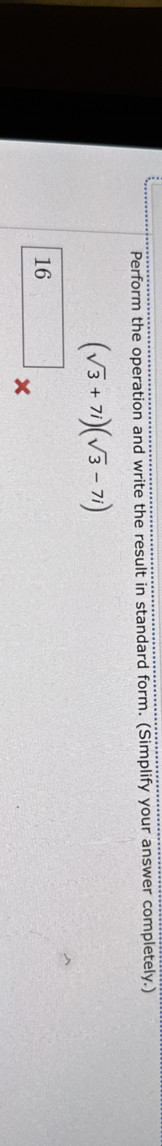 Solved Perform the operation and write the result in | Chegg.com
