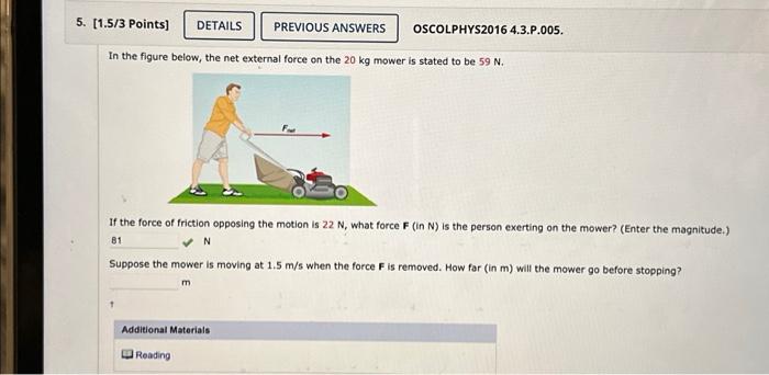 Solved In the figure below, the net external force on the 20 | Chegg.com