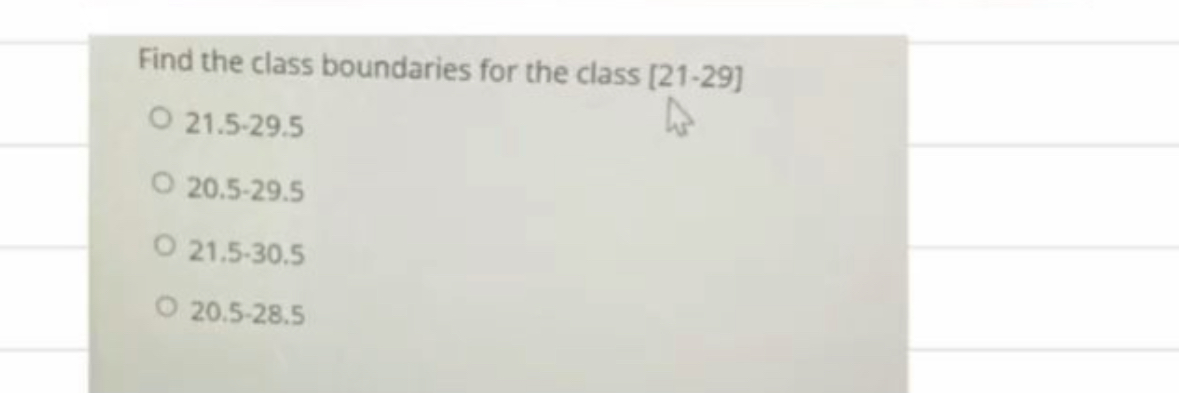 Solved Find the class boundaries for the class | Chegg.com