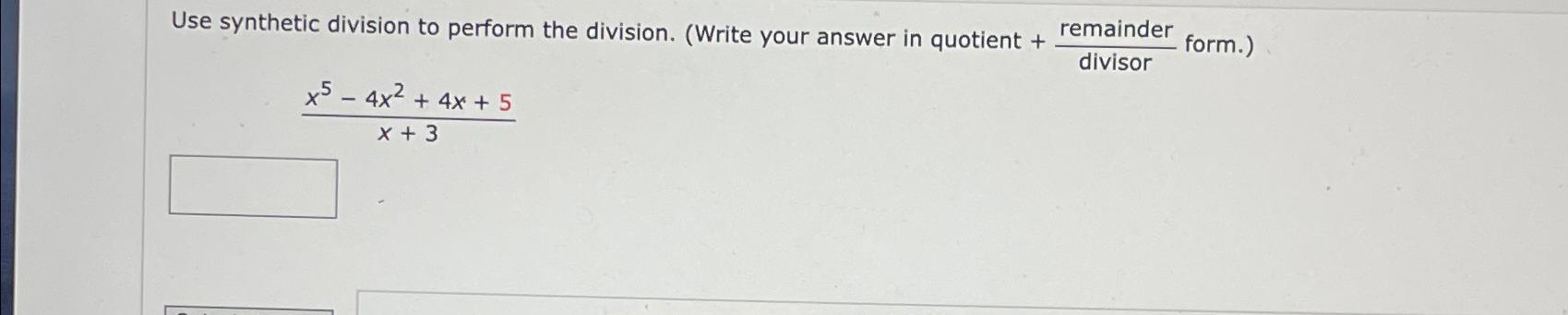 Solved Use synthetic division to perform the division. | Chegg.com