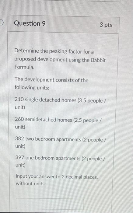 Solved Question 9 3 pts Determine the peaking factor for a | Chegg.com