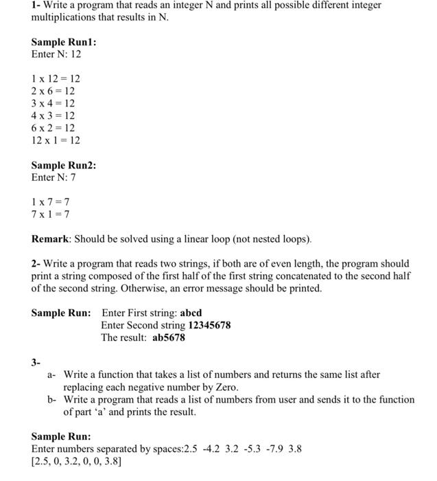 Solved 1- Write a program that reads an integer N and prints | Chegg.com