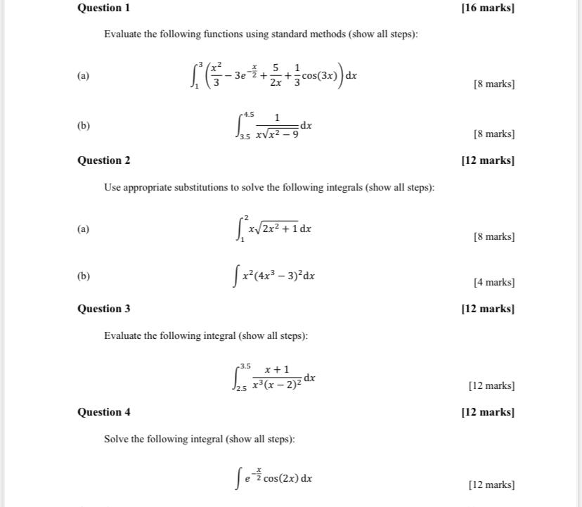 Solved Question 1[16 ﻿marks]Evaluate the following functions | Chegg.com