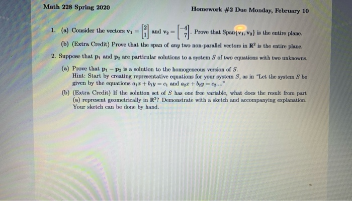 Solved Math 228 Spring 2020 Homework #2 Due Monday, February | Chegg.com
