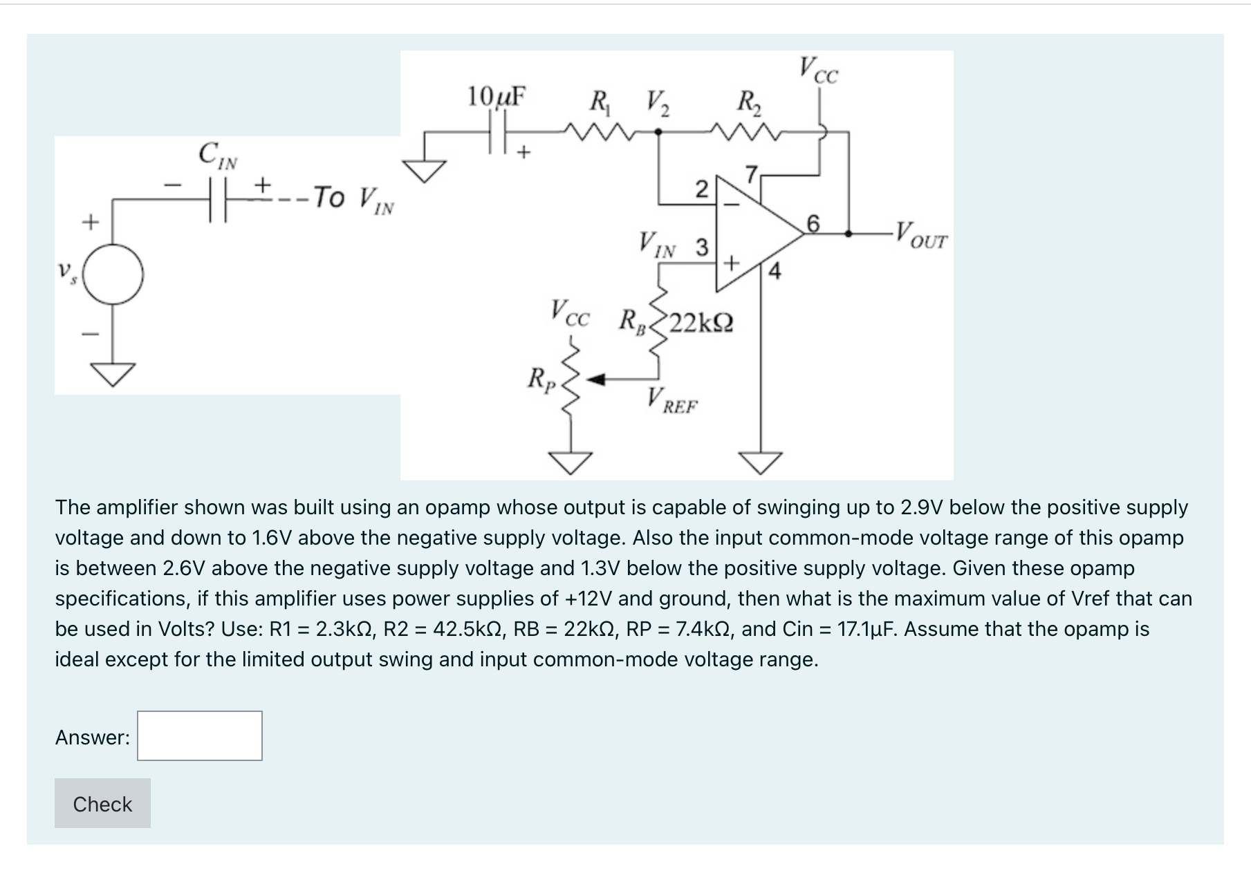 Solved The amplifier shown was built using an opamp whose | Chegg.com