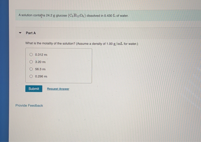 Solved Part A Calculate the freezing point of a solution | Chegg.com