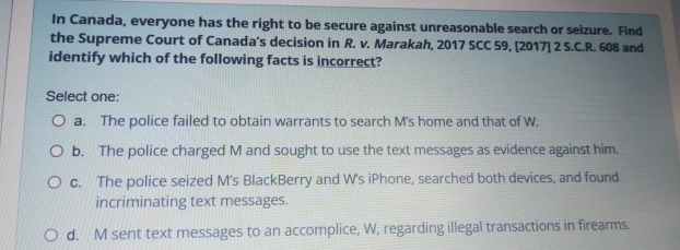 Solved In Canada, everyone has the right to be secure | Chegg.com