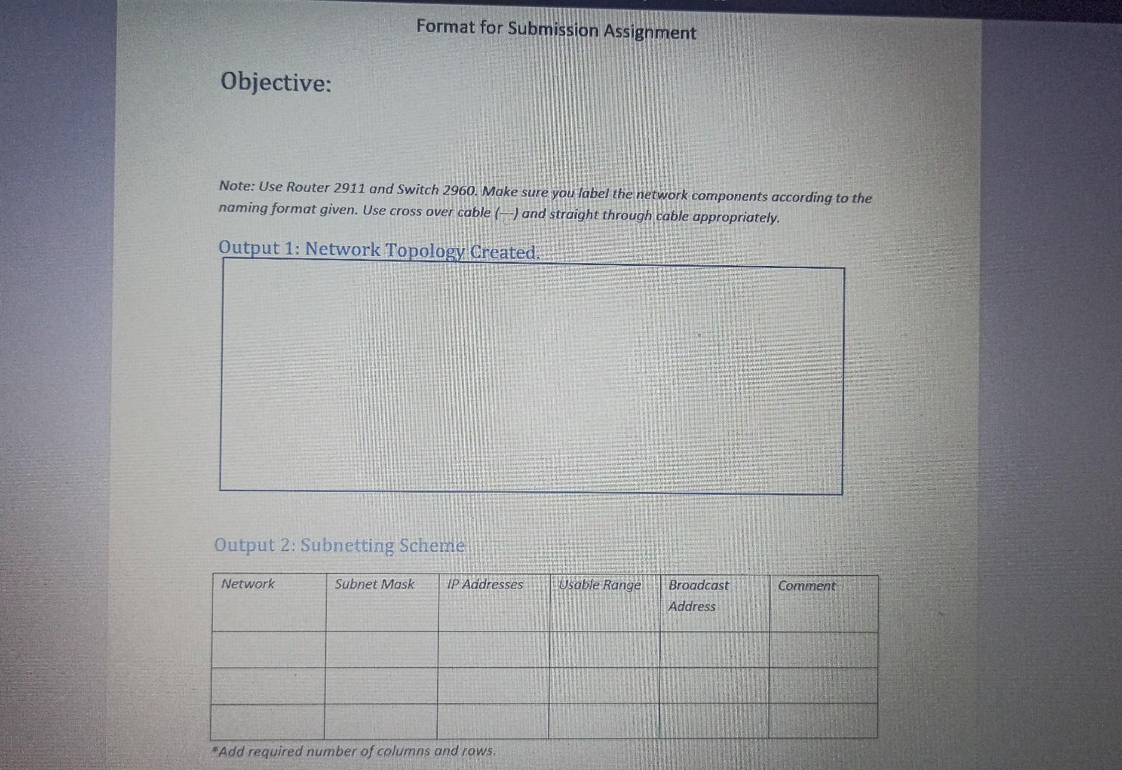 Assignment 2: Configuring Routers and Subnetting | Chegg.com