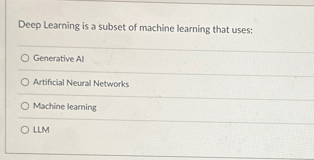 Solved Deep Learning is a subset of machine learning that | Chegg.com