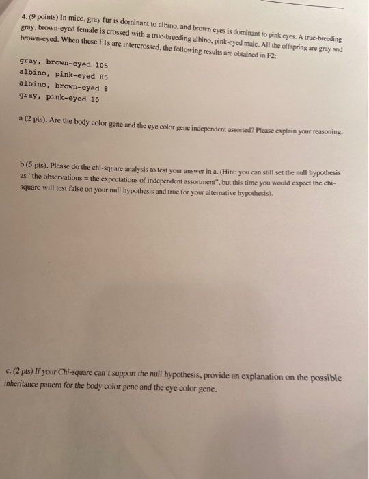 Solved 2-point mapping (16 pts) 1. (2 pt) When two genes are | Chegg.com