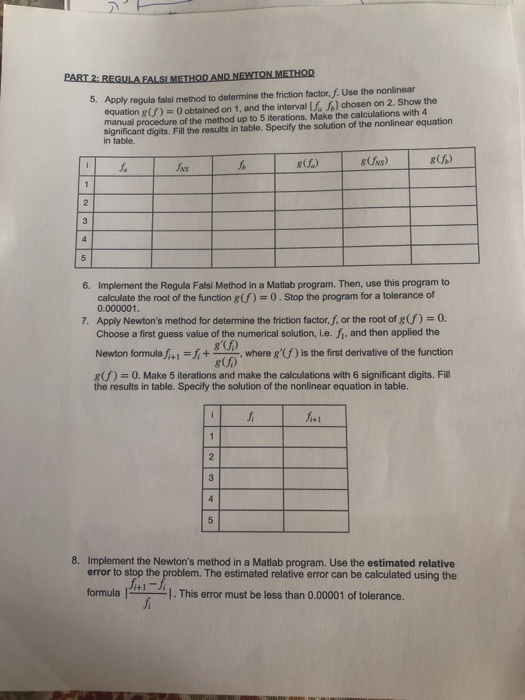 PART 2: REGULA FALSI METHOD AND NEWTON METHOD 5. | Chegg.com