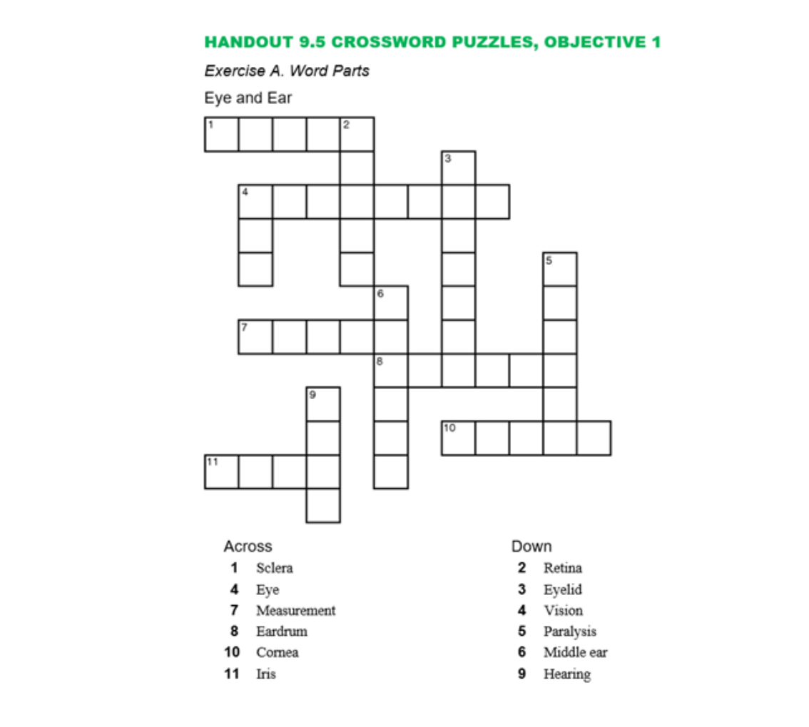 Solved HANDOUT 9.5 ﻿CROSSWORD PUZZLES, OBJECTIVE 1Exercise | Chegg.com