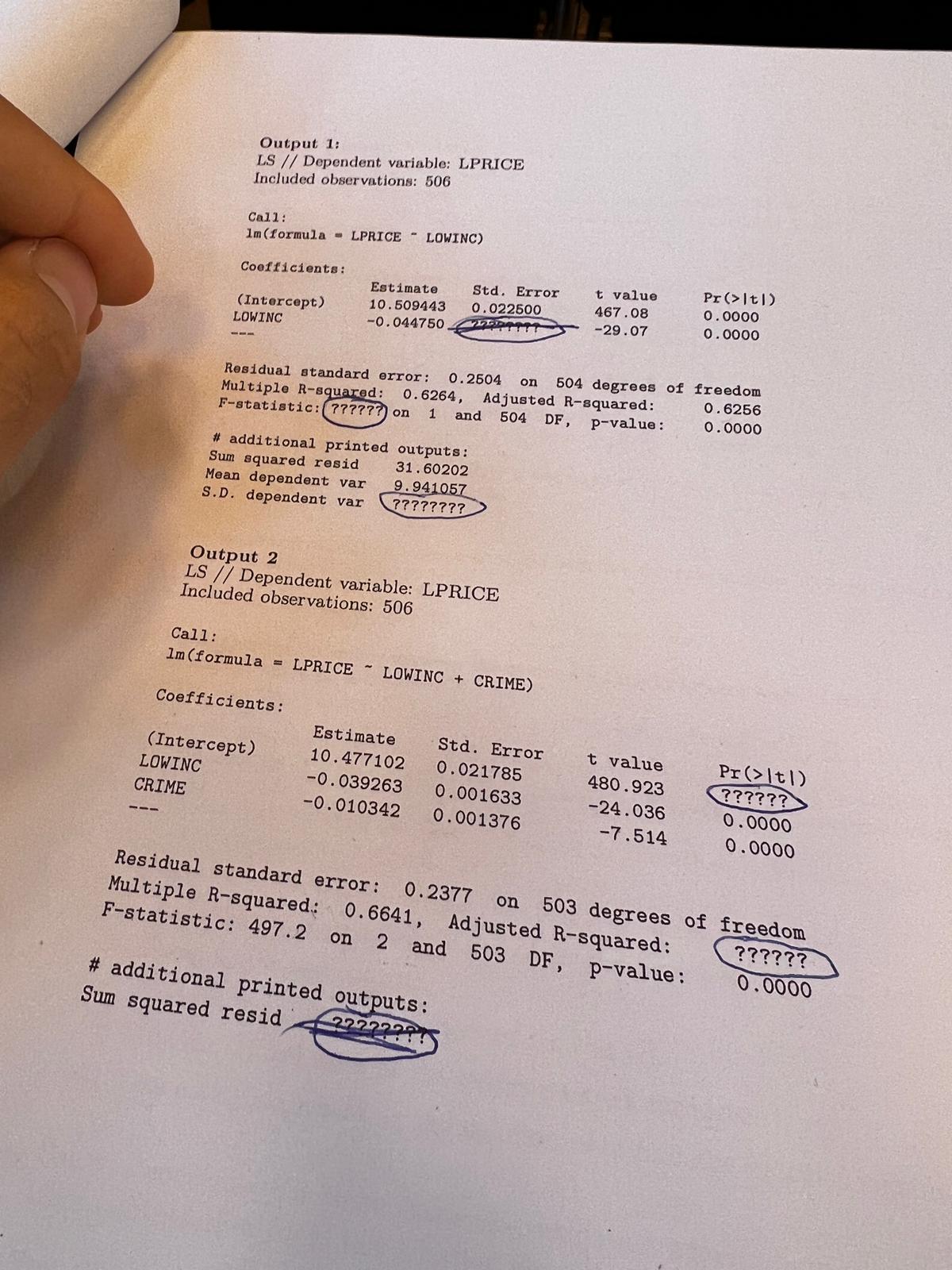Solved find the missing values Output 1:LS // ﻿Dependent | Chegg.com