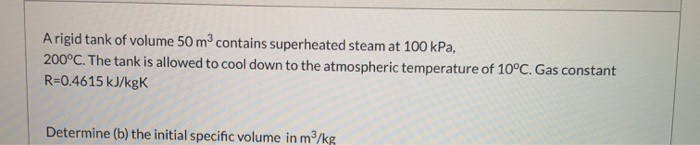 Solved Arigid tank of volume 50 m3 contains superheated | Chegg.com