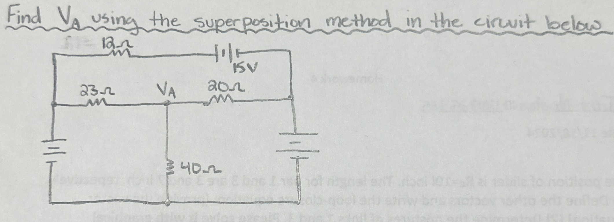 Solved Find VA using the superposition method in ﻿the | Chegg.com