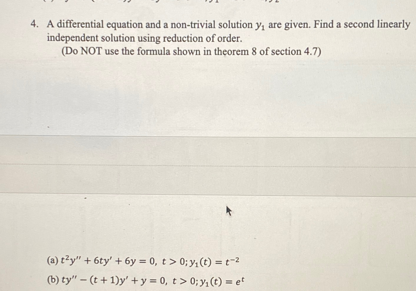 A differential equation and a non-trivial solution y1 | Chegg.com