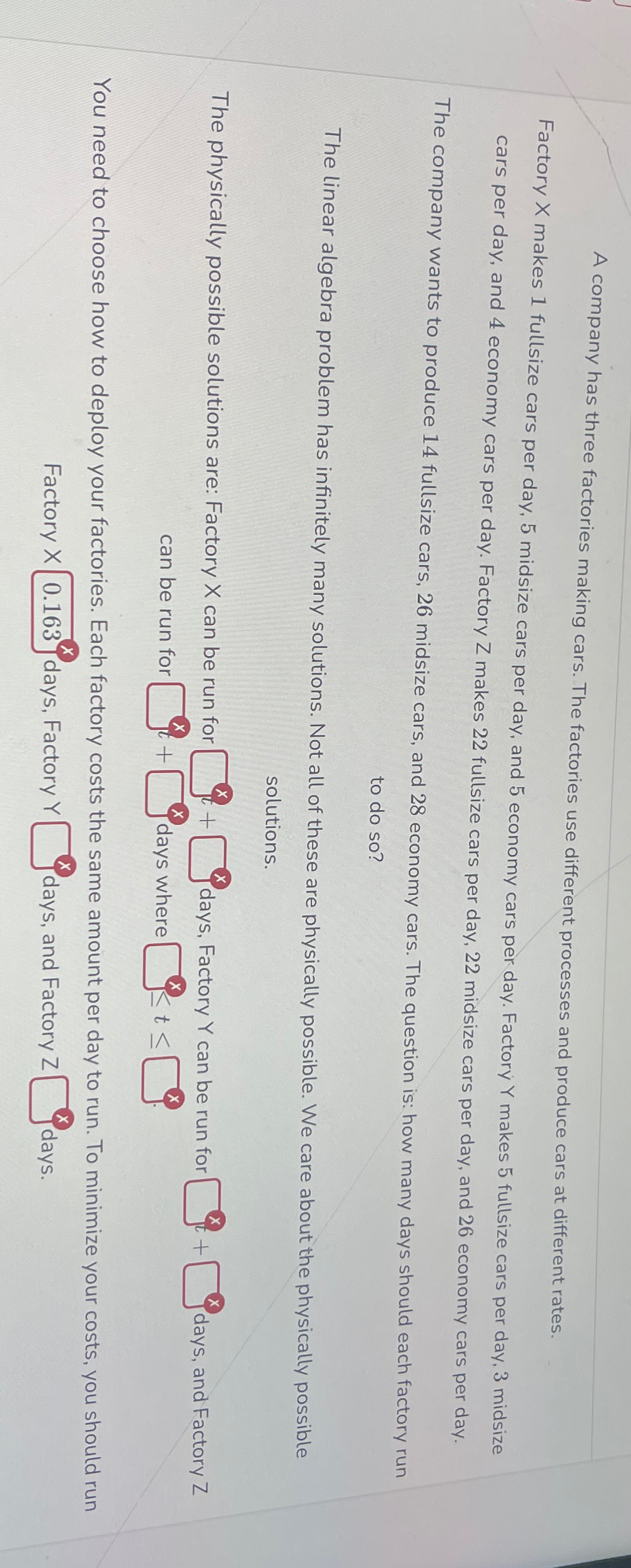 Solved A company has three factories making cars. The | Chegg.com