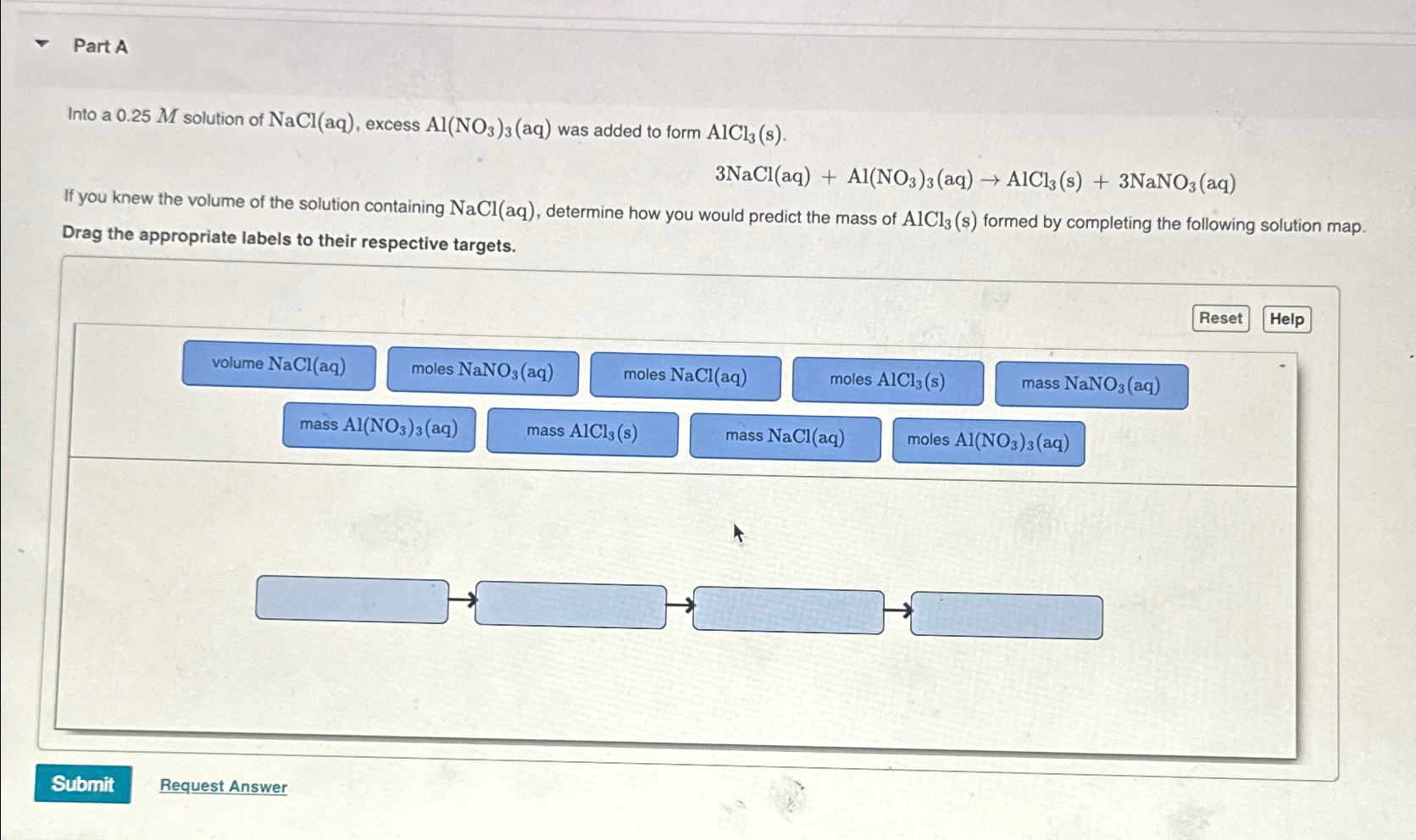 Solved Part A\\nInto a 0.25M solution of NaCl(aq), excess | Chegg.com