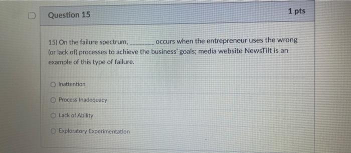 Solved Question 15 1 pts 15) On the failure spectrum, occurs | Chegg.com