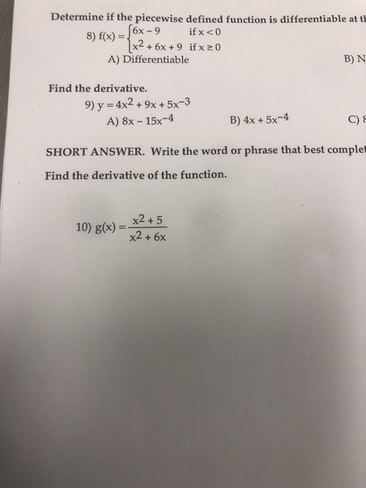 Solved Determine if the piecewise defined function is | Chegg.com