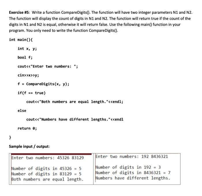 Solved Functions Exercise #4: 1) Write a function GetMin | Chegg.com