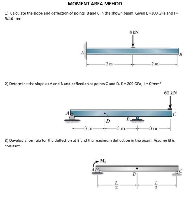 Solved 1) Calculate the slope and deflection of points B and | Chegg.com