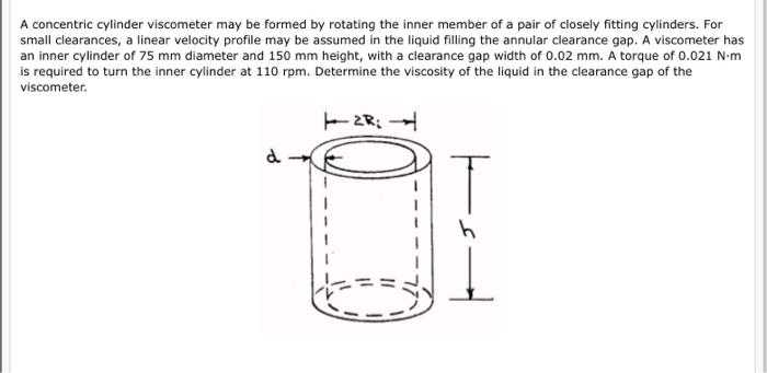 Solved A concentric cylinder viscometer may be formed by | Chegg.com
